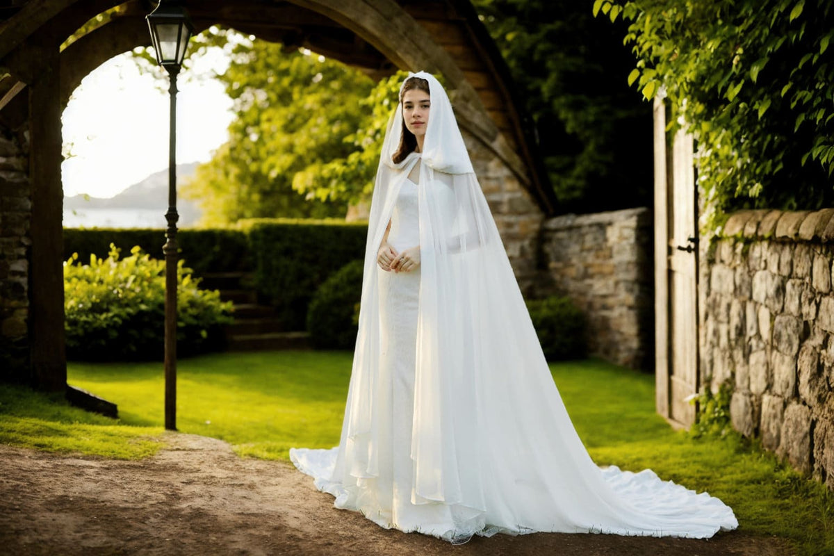 Wedding Cloak Bridal Medieval Long Chiffon Cloak White Chiffon Cape Wh ...