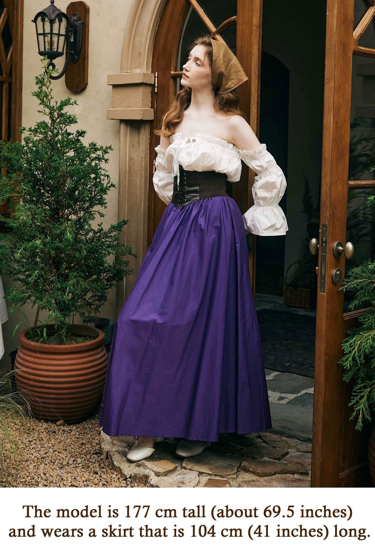 Renaissance Skirt Victorian Cotton Skirt Long Skirt Jupe Longue Purple ...